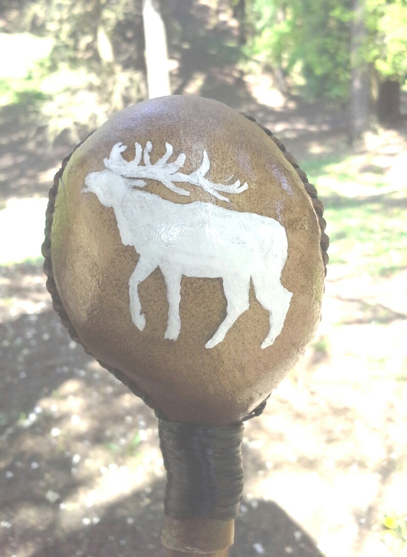Elk Totem Large Round Rawhide Rattle, Shamanic Journey Ritual Animal ...