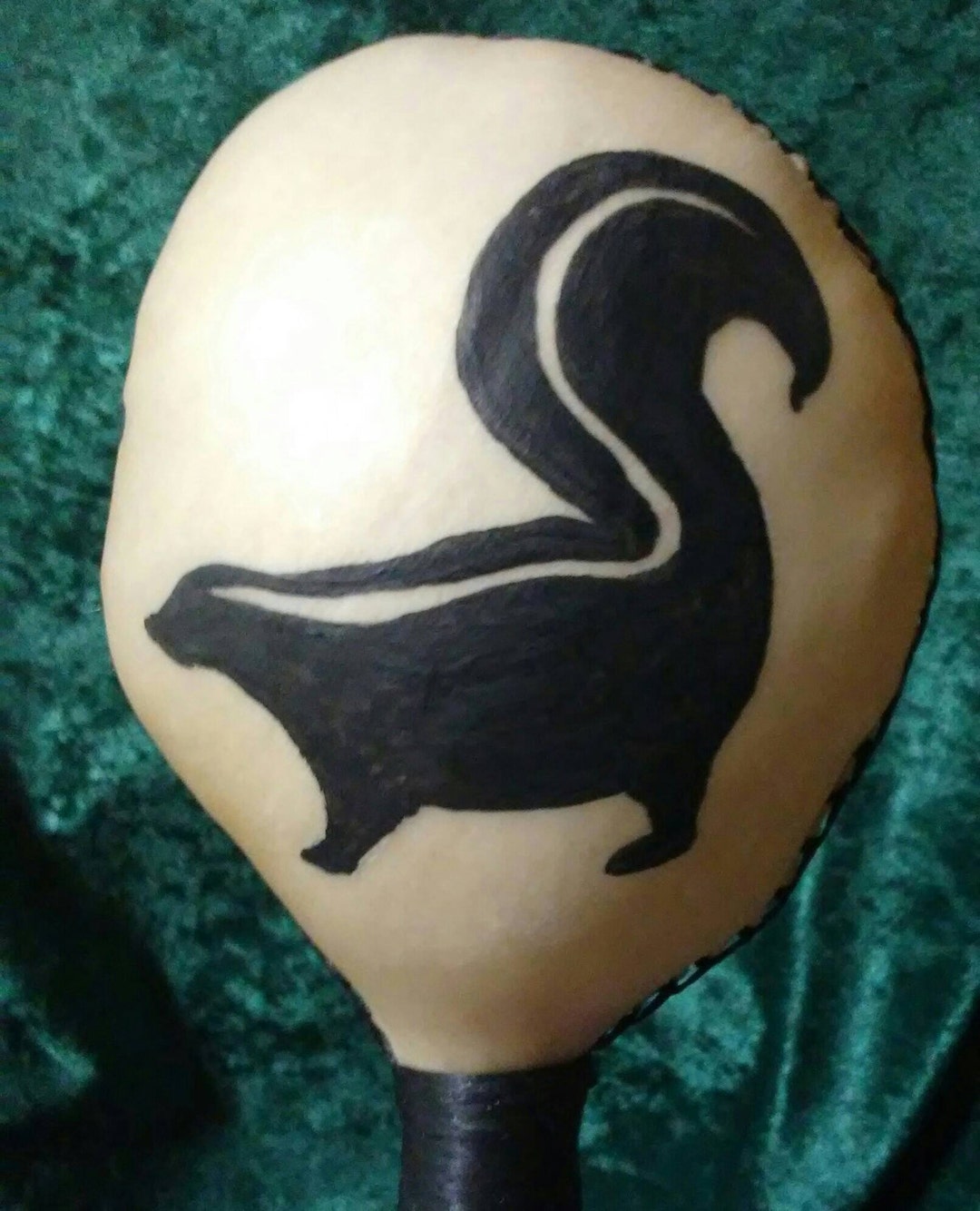 Skunk Totem Large Round Rawhide Rattle, Shamanic Journey Ritual Animal ...