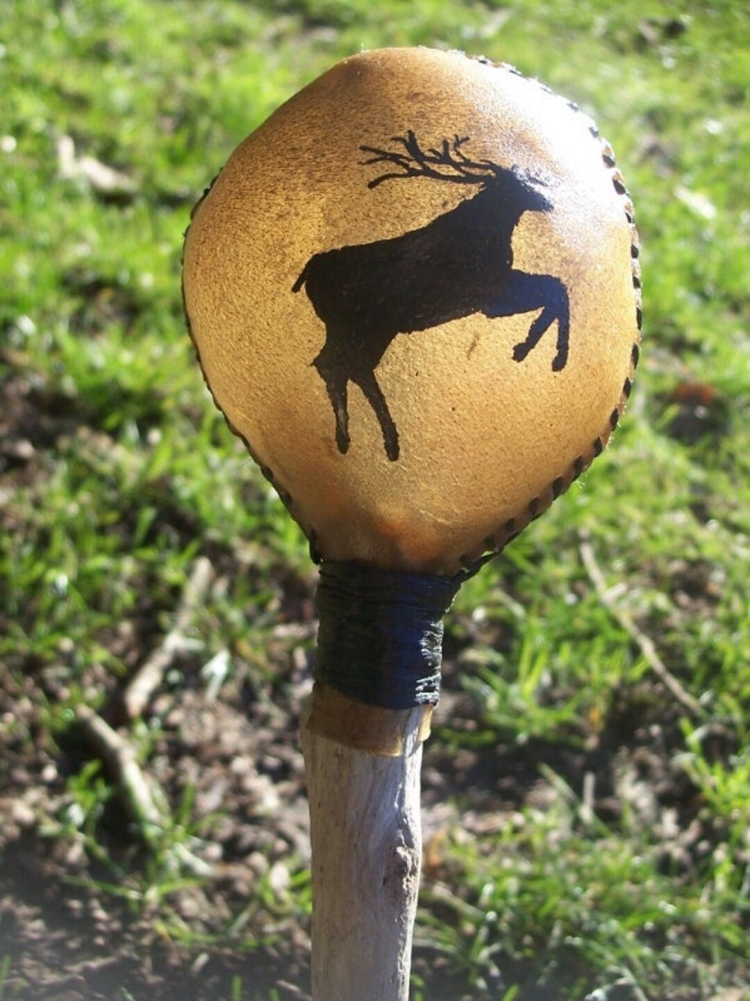 Elk Totem Large Round Rawhide Rattle, Shamanic Journey Ritual Animal ...
