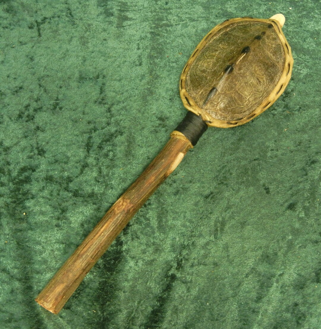 Red Ear Turtle Rattle With Deer Rawhide and Choice of Sinew Color ...