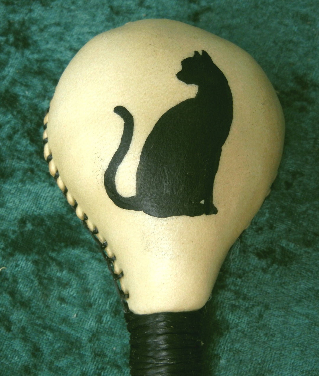 Cat Animal Totem Large or Medium Round Rawhide Rattle, Shamanic Rattle ...