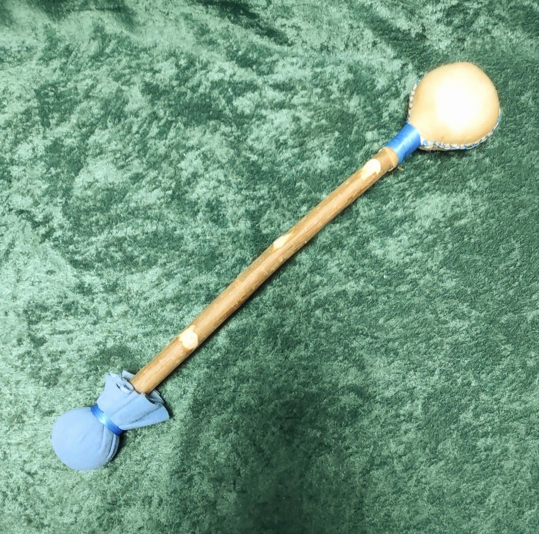 Rawhide Rattle / Drum Beater Combo With Medium Deer Rattle and Soft ...