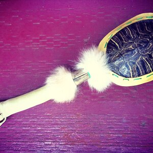 Red Ear Turtle Rattle With Deer Rawhide and Choice of Sinew Color ...