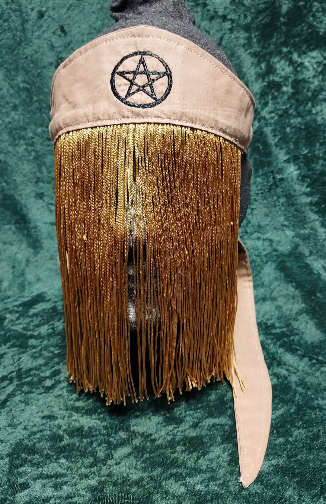 Ritual Mask, Tan/gold Long With Embroidered Black Pentagram, Cotton ...