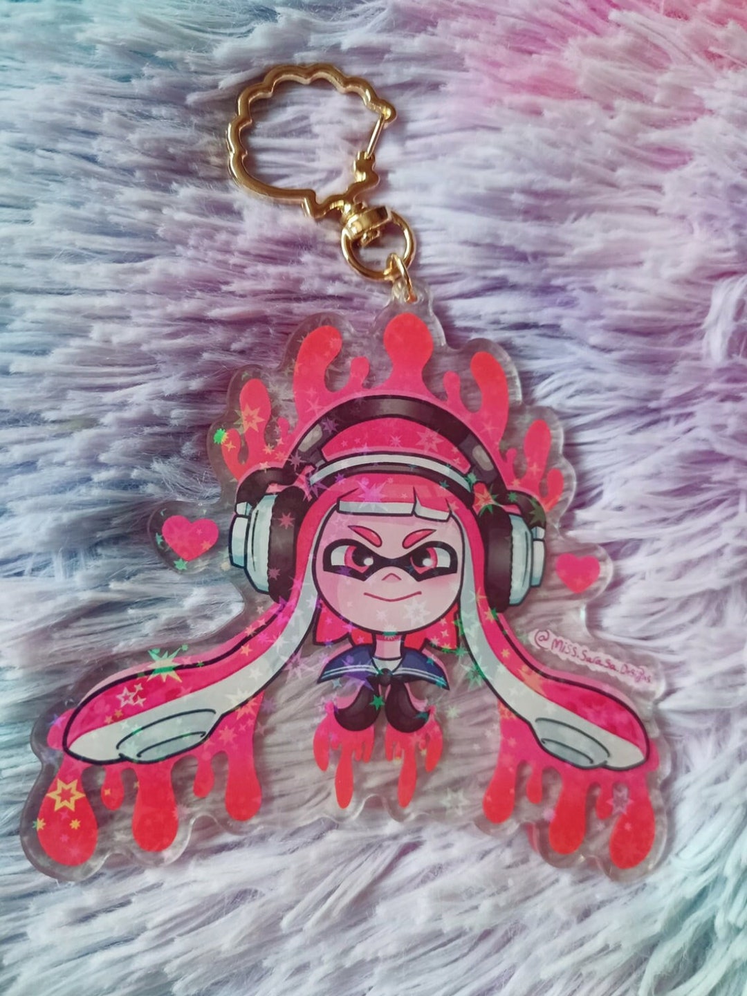 Splatoon Inkling Acrylic Holographic Keychain - Etsy