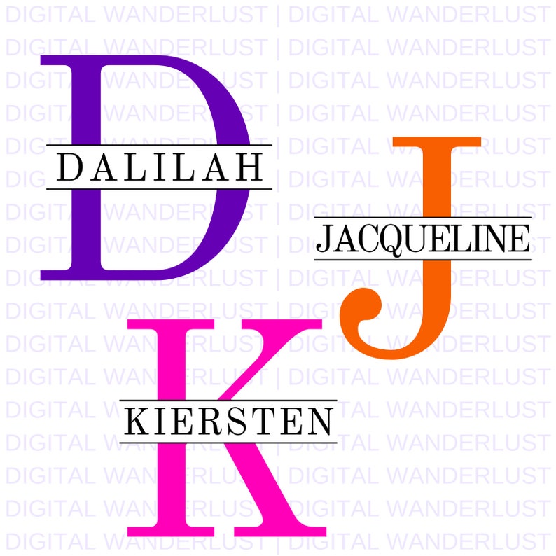 Split Monogram Alphabet SVG, PNG, Split Monogram Frame Alphabet, Cut ...