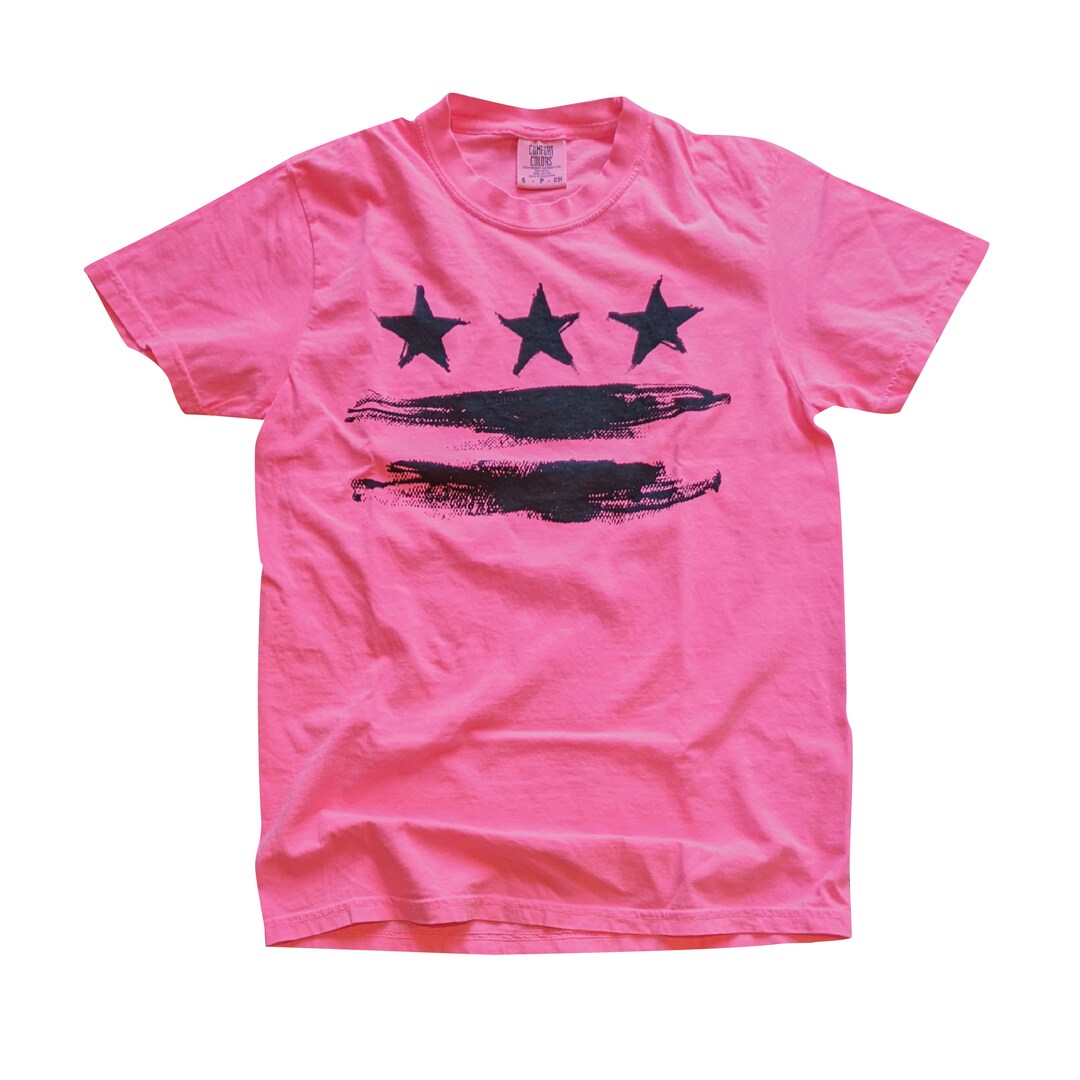 Washington DC FLAG Shirt - Painted DC Flag T-shirt - Limited Pink Color ...