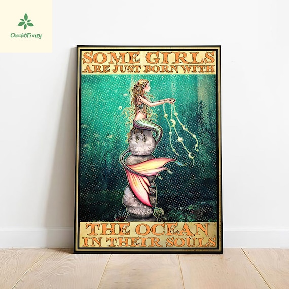 Mermaid Poster Hippie Mermaid Some Girl Are Just Born With - Etsy