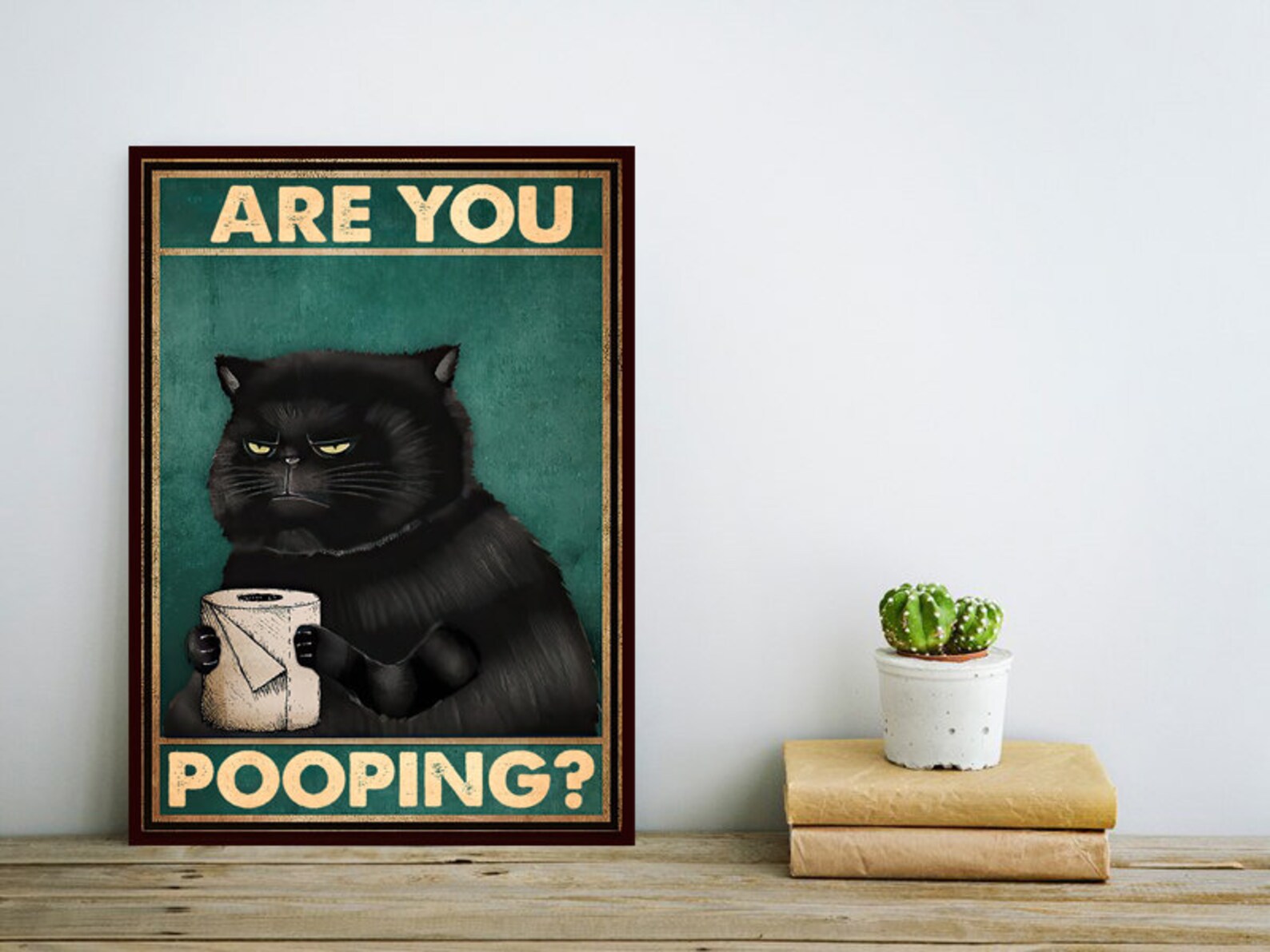 Funny Cat Are You Pooping Toilet Paper Poster Canvas Bathroom - Etsy