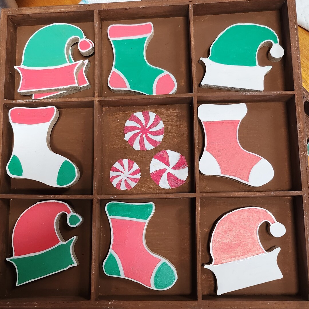 Holiday Tic-tac-toe Set Santa's Workshop - Etsy