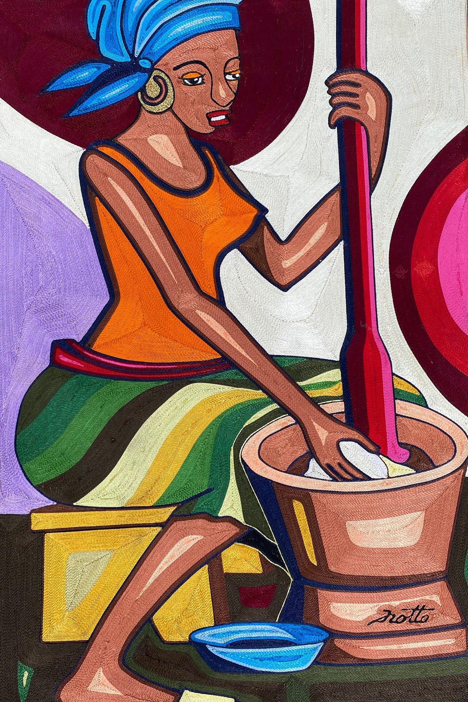 A Woman Pounding Fufu or Yam - Etsy
