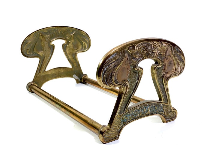 Antique Book Rack With Art Nouveau Styling of a Woman by HL Judd ...