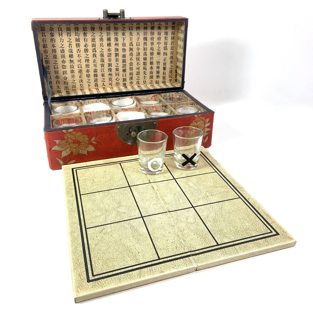 Vintage Hidden Bar Set With Leather Style Box Holder & 10 Shot Glasses ...