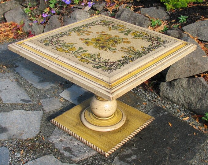 Vintage Hand Painted Alex Stuart Pedestal Style End Table With ...
