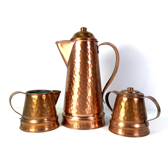Copper Tea Set with Coffee Pot Sugar and Creamer by Gregorian | Etsy