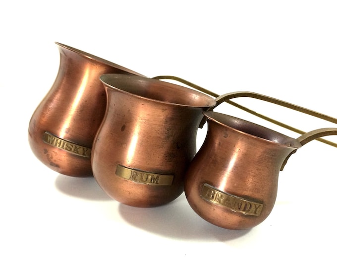 Vintage Copper Liquor Ladles With Brass Tags for Whisky ~ Rum ~ Brandy ...