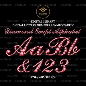 Diamond Alphabet Script PNG Format. Digital Letters, Numbers, Symbols ...