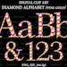 Pink, Gold Diamond Alphabet, Numbers Clip Art PNG File Format. Digital ...
