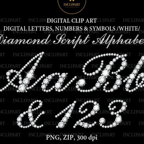 Diamond Alphabet Script. Digital Letters Numbers Symbols - Etsy