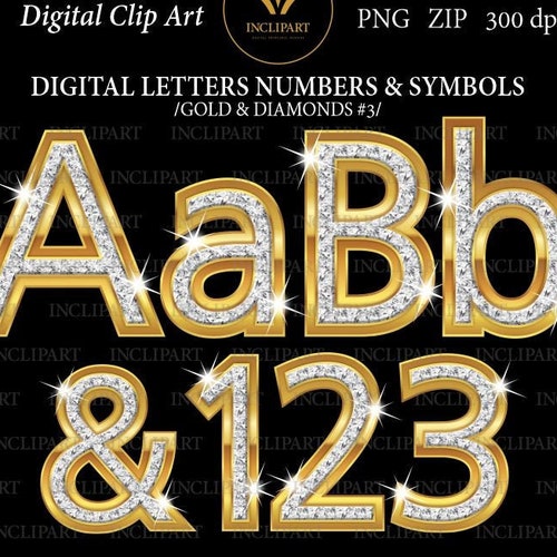 Diamond Alphabet Script. Digital Letters Numbers Symbols - Etsy