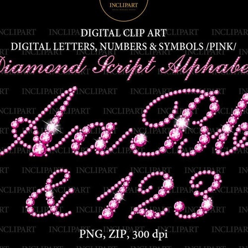 Diamond Alphabet Script. Digital Letters Numbers Symbols - Etsy