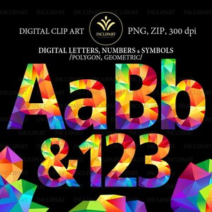 Geometric, Polygon Letters and Numbers PNG Clipart. Colorful Polygon ...