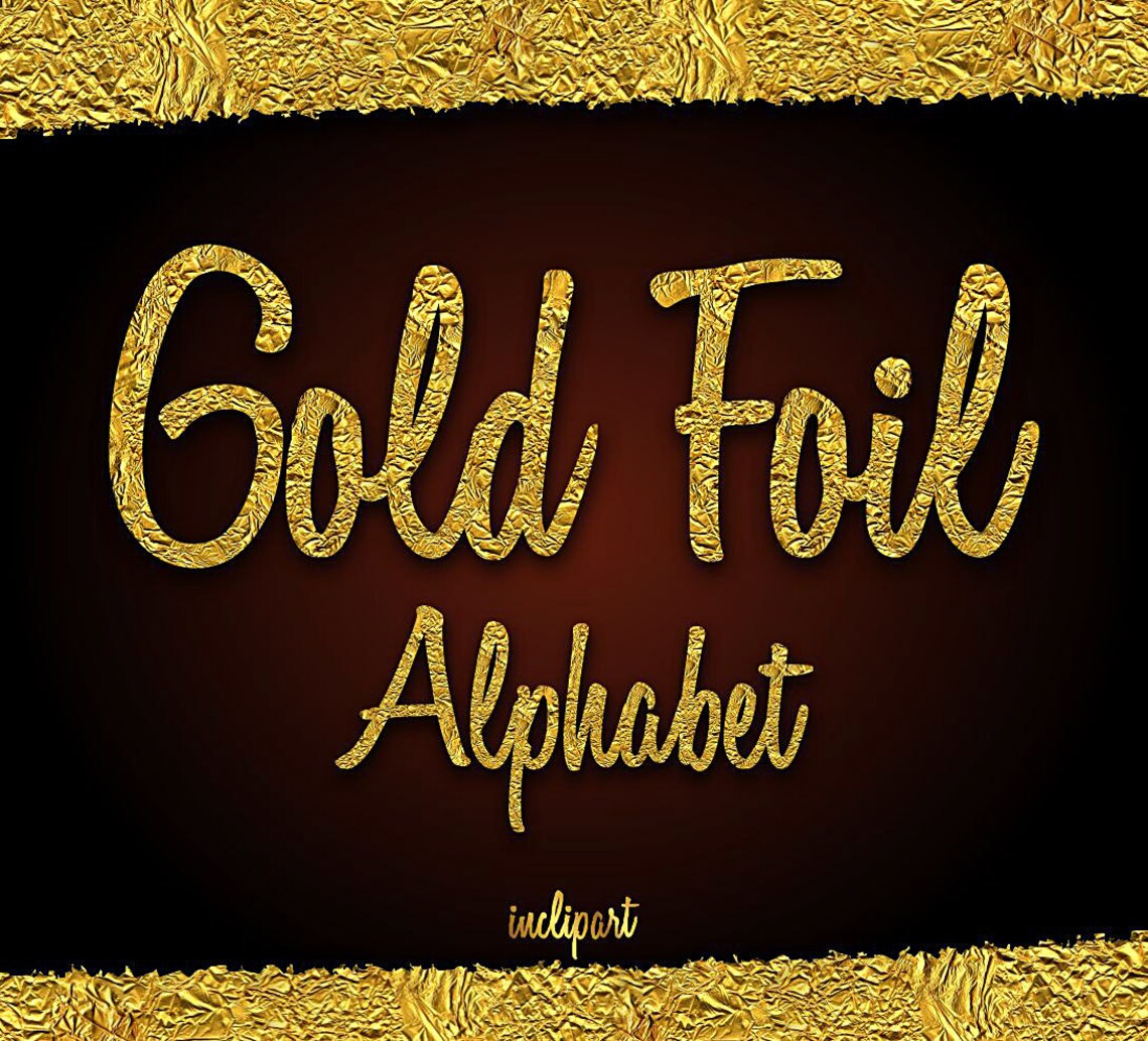 Gold Foil Alphabet Clipart. Crumpled Gold Foil Letters - Etsy