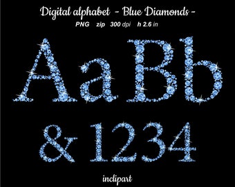 Clipart Rhinestone Diamond Letters Numbers. Digital Sparkle | Etsy