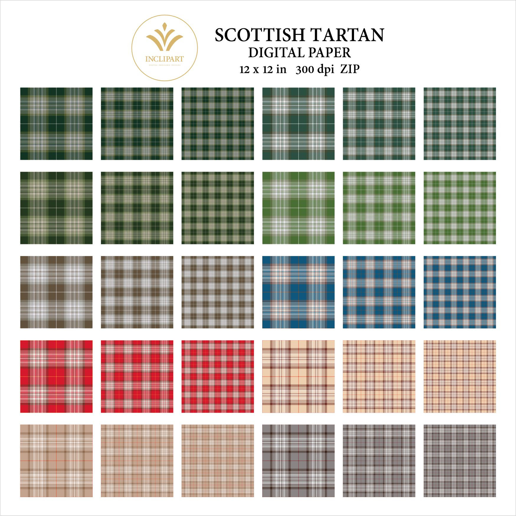 Tartan Digital Paper Clipart PNG File Format. Kelso Tartan - Etsy UK
