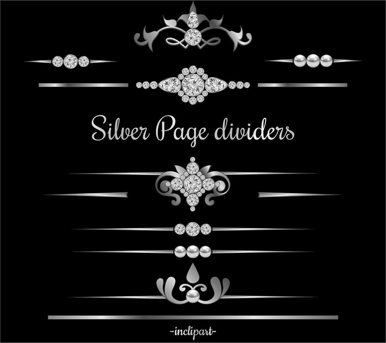 Silver Corner, Page Divider Clipart. 15 Various Decorative Elements in ...