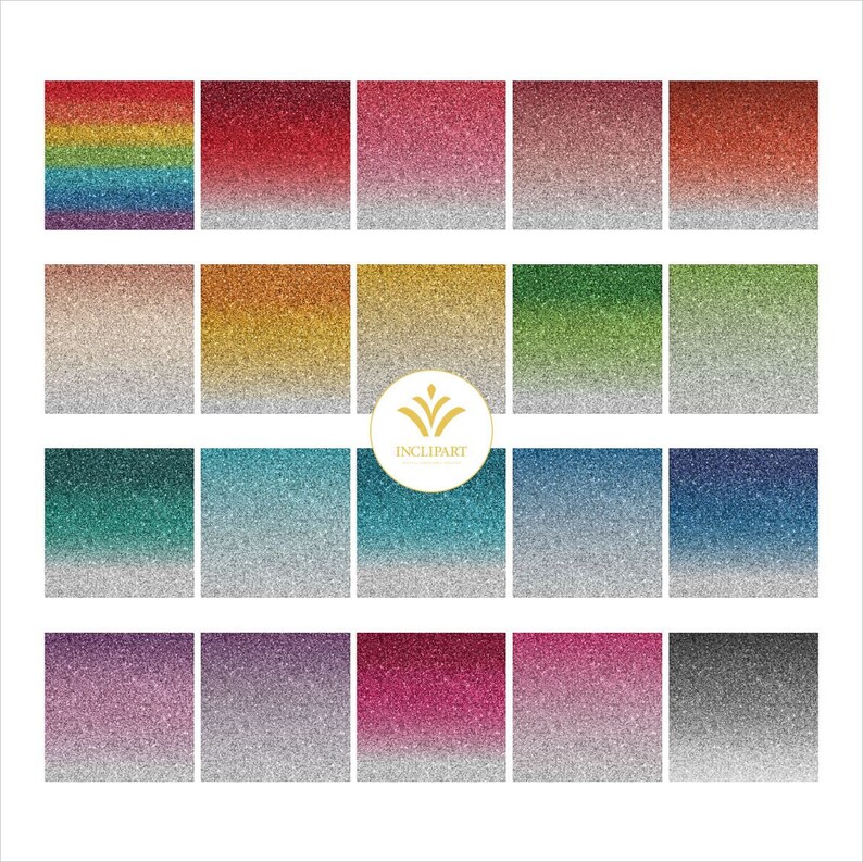 Glitter Ombre Digital Paper Clip Art. Set of 20 JPG Glitter | Etsy UK