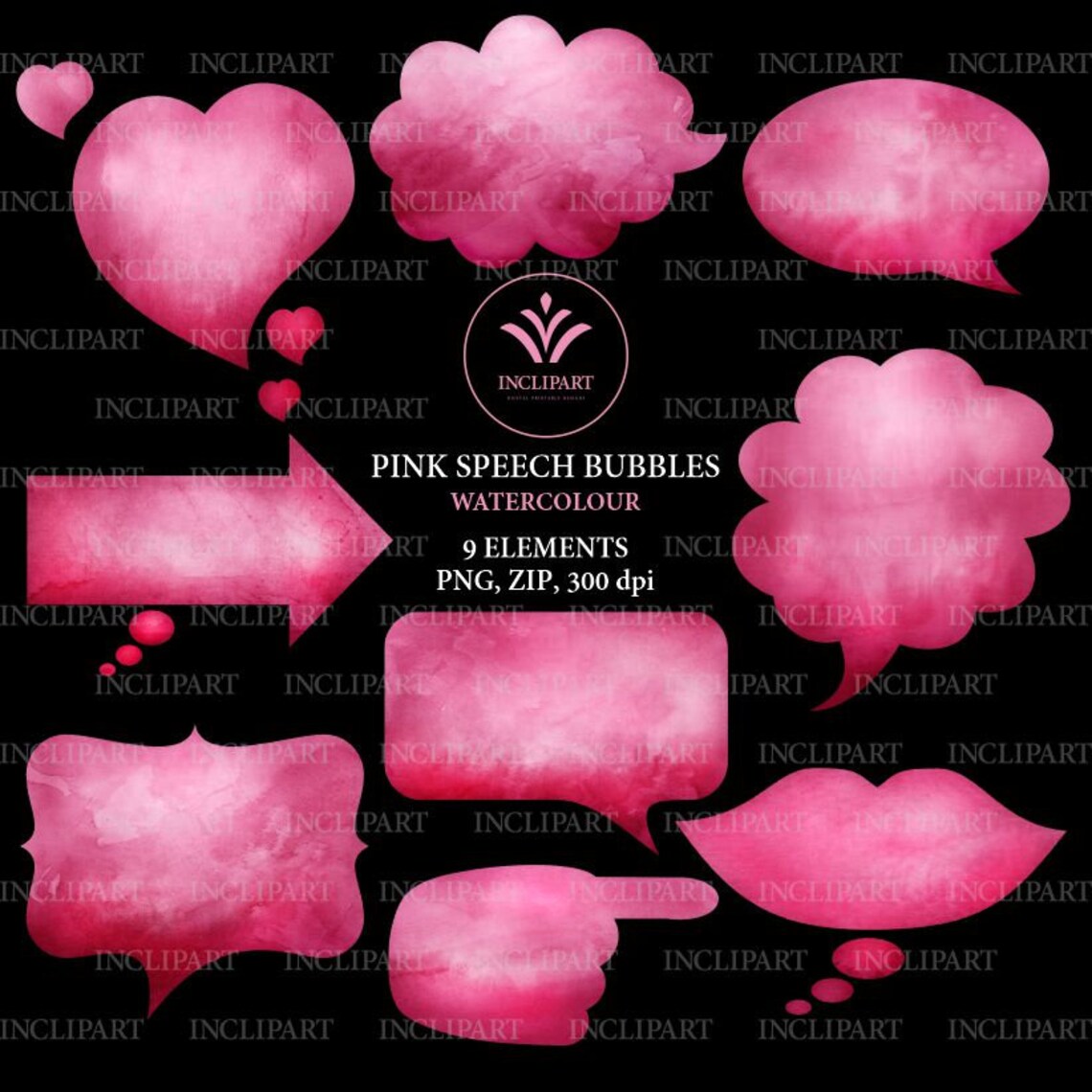 Speech Bubbles Clip Art. Set of 9 Various Hand Painted - Etsy UK