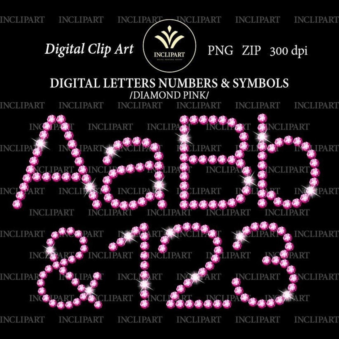 Pink Diamond Letters, Numbers, Symbols Clipart. Pink Diamond ...