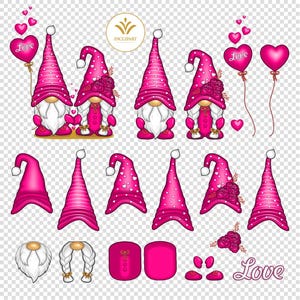 Valentine's Day Gnomes PNG Clipart. Party Clipart. Pink Gnomes, Hearts ...