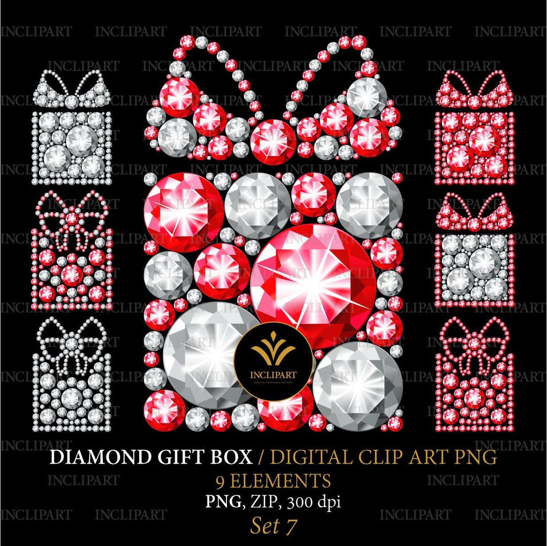 Diamond Gift Box Digital Clipart PNG Format. Red and White - Etsy