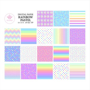 Pastel, Soft Rainbow Colors, Unicorn Backgrounds. Strips and Chevrons ...