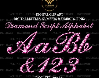 Pink Diamond Alphabet Script Digital PNG Clip Art Letters - Etsy