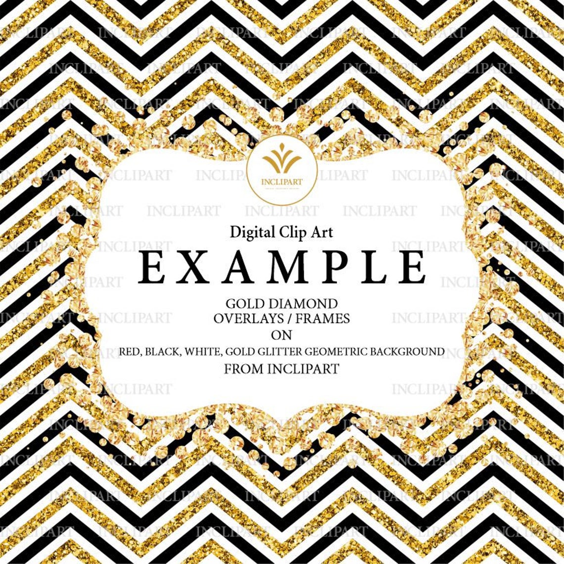Gold Diamond Frames Overlay Digital Clipart PNG. Digital | Etsy