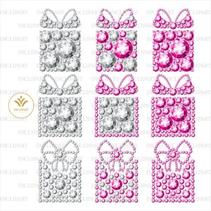 Diamond Gift Box, Digital Clipart PNG Format. Pink and White Diamond ...