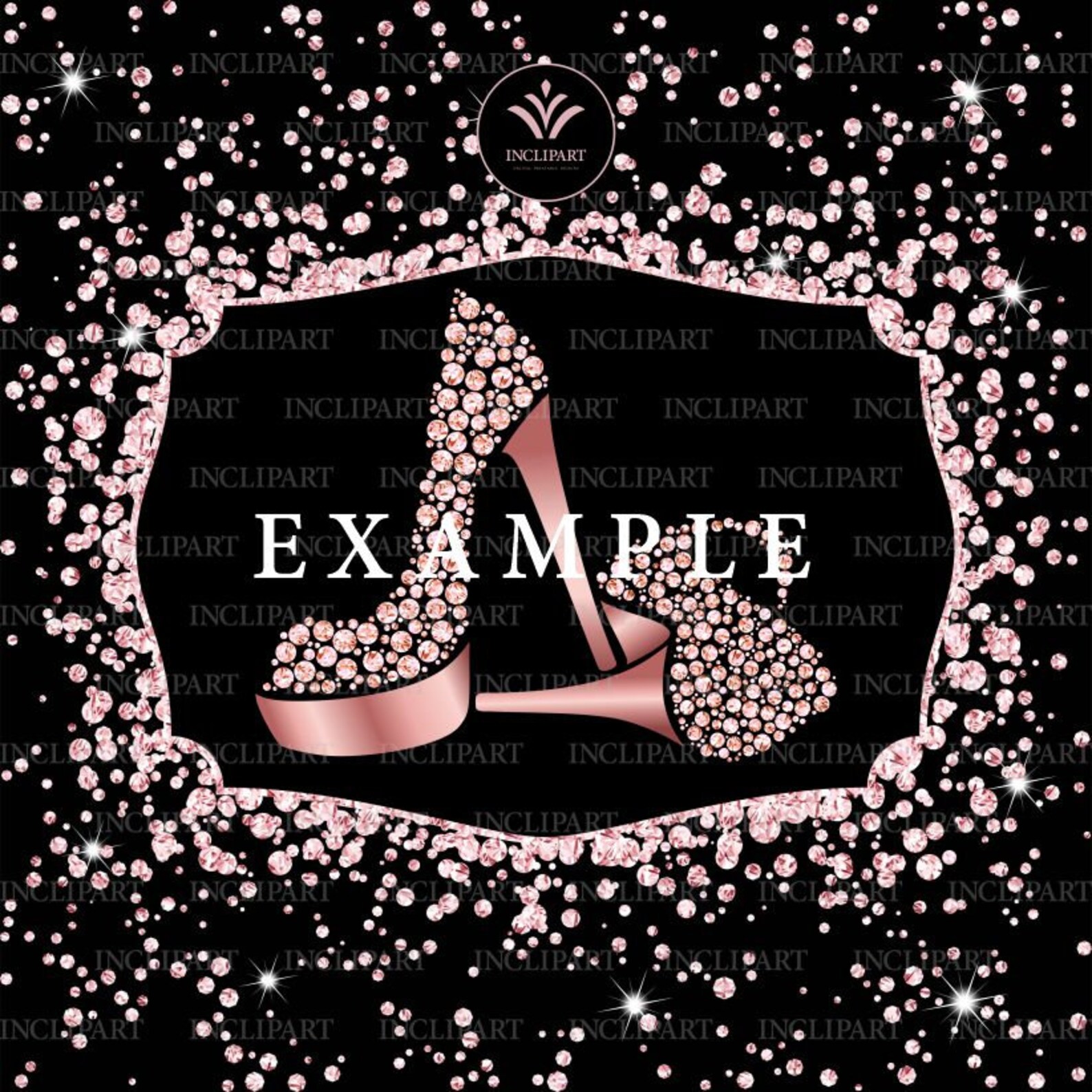 Rose Gold Diamond Frames, Overlay Digital Clipart PNG. Digital Sparkle ...