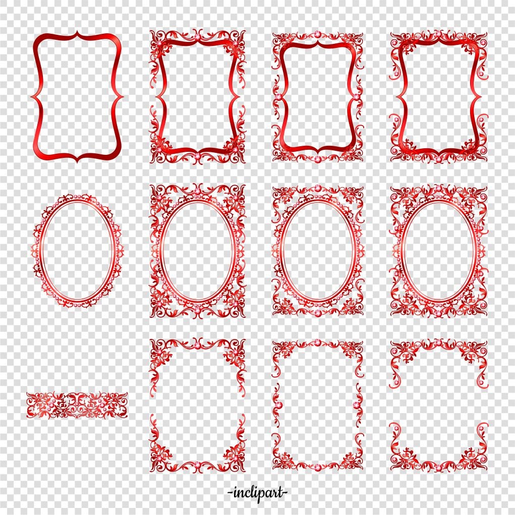 Red Metallic Frames Digital Clip Art. Red and Ruby Frames - Etsy UK