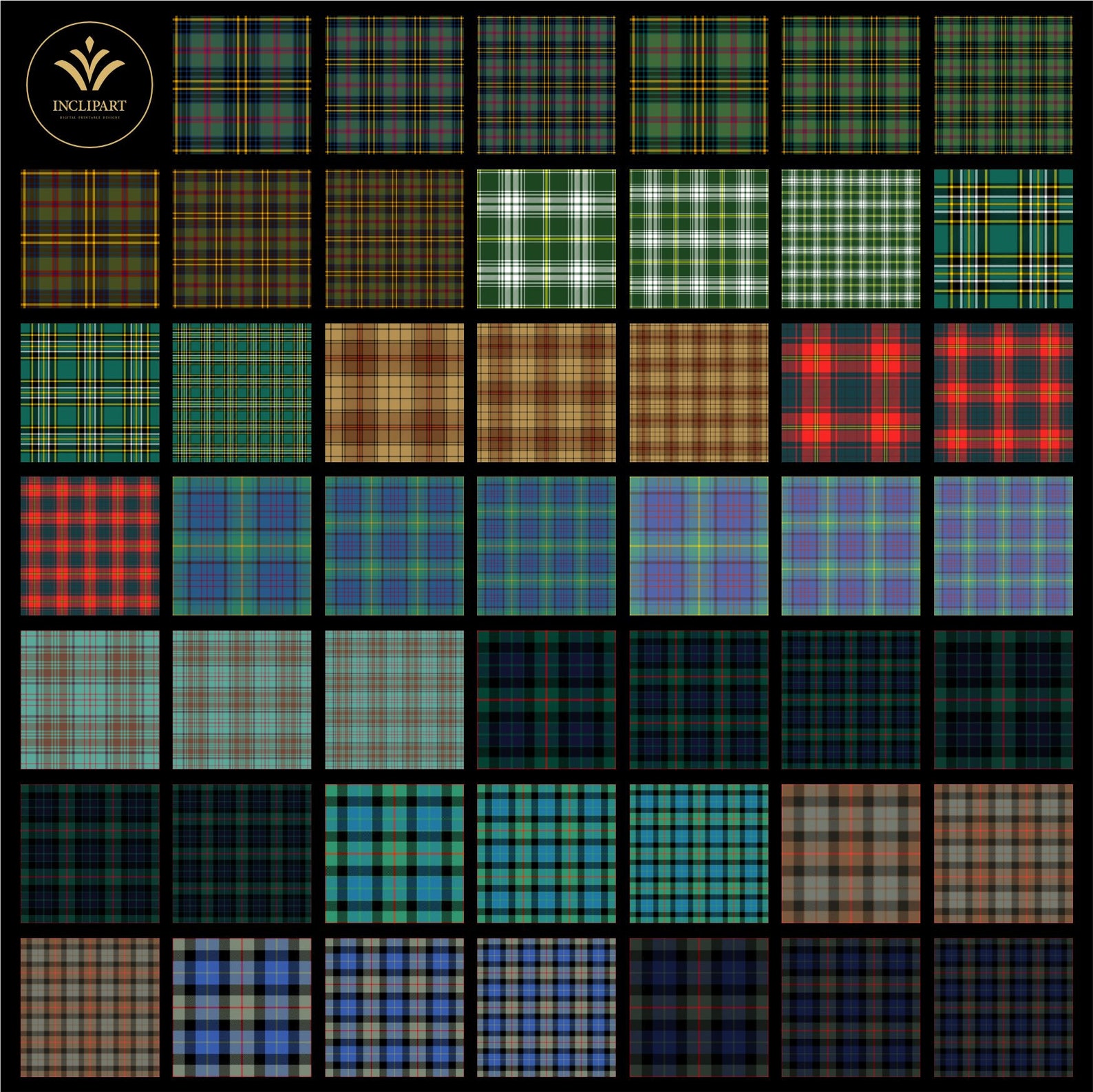 Tartan Digital Paper Clipart PNG File Format. Irish, Scottish Plaid ...