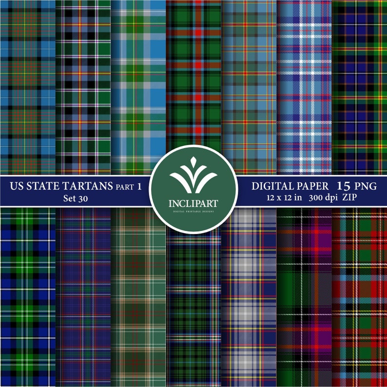 US State Tartans Digital Paper Clipart PNG File Format. Please Check ...