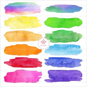 Clipart Watercolor Strokes Banners. Digital Hand Painted Strokes ...