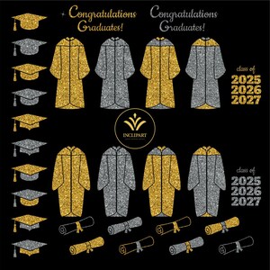 Graduation Clip Art. Cap, Gown, Scroll Year Clipart. Congratulations ...