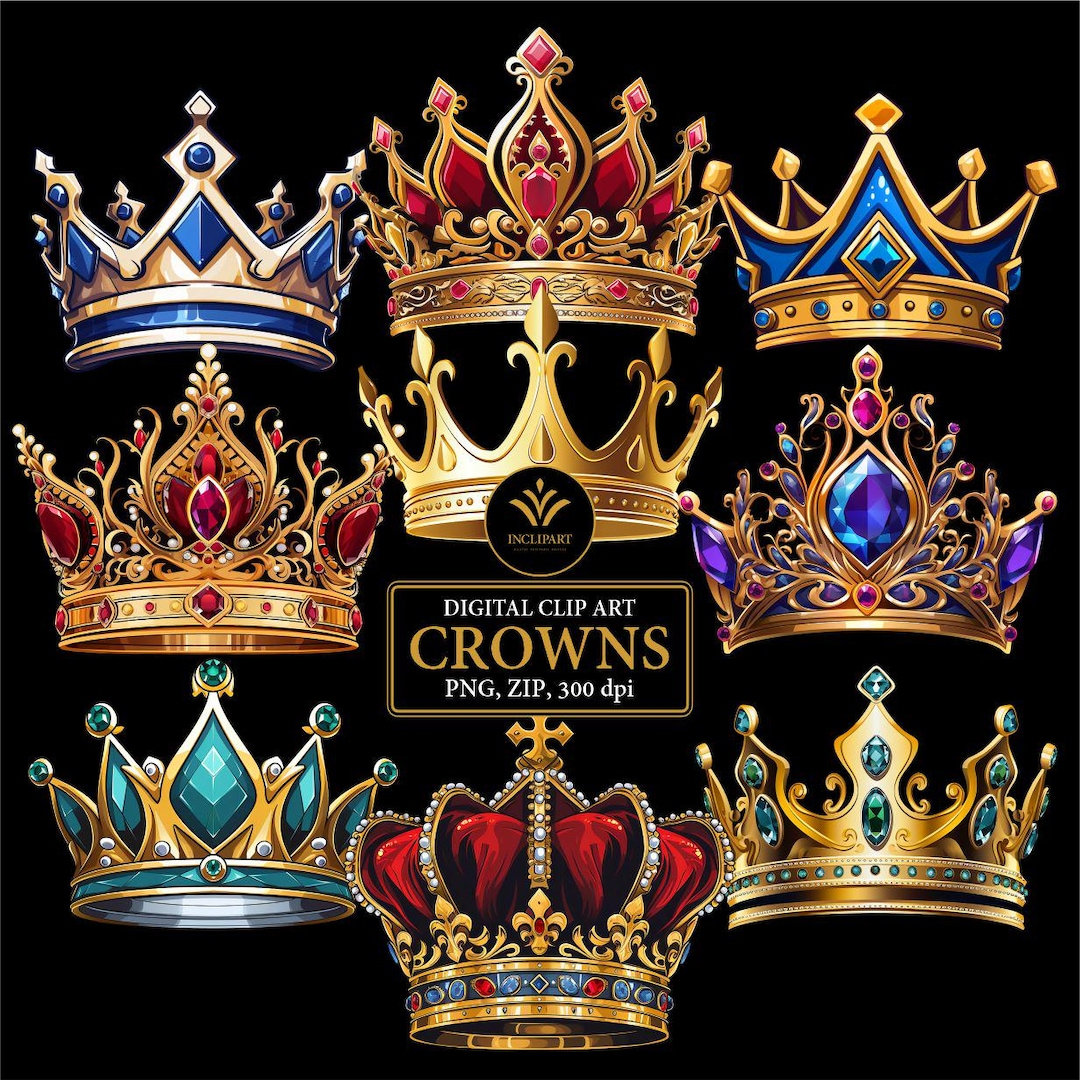 Crown Digital Clipart in PNG File Format. Party Clipart. Crowns Gold ...
