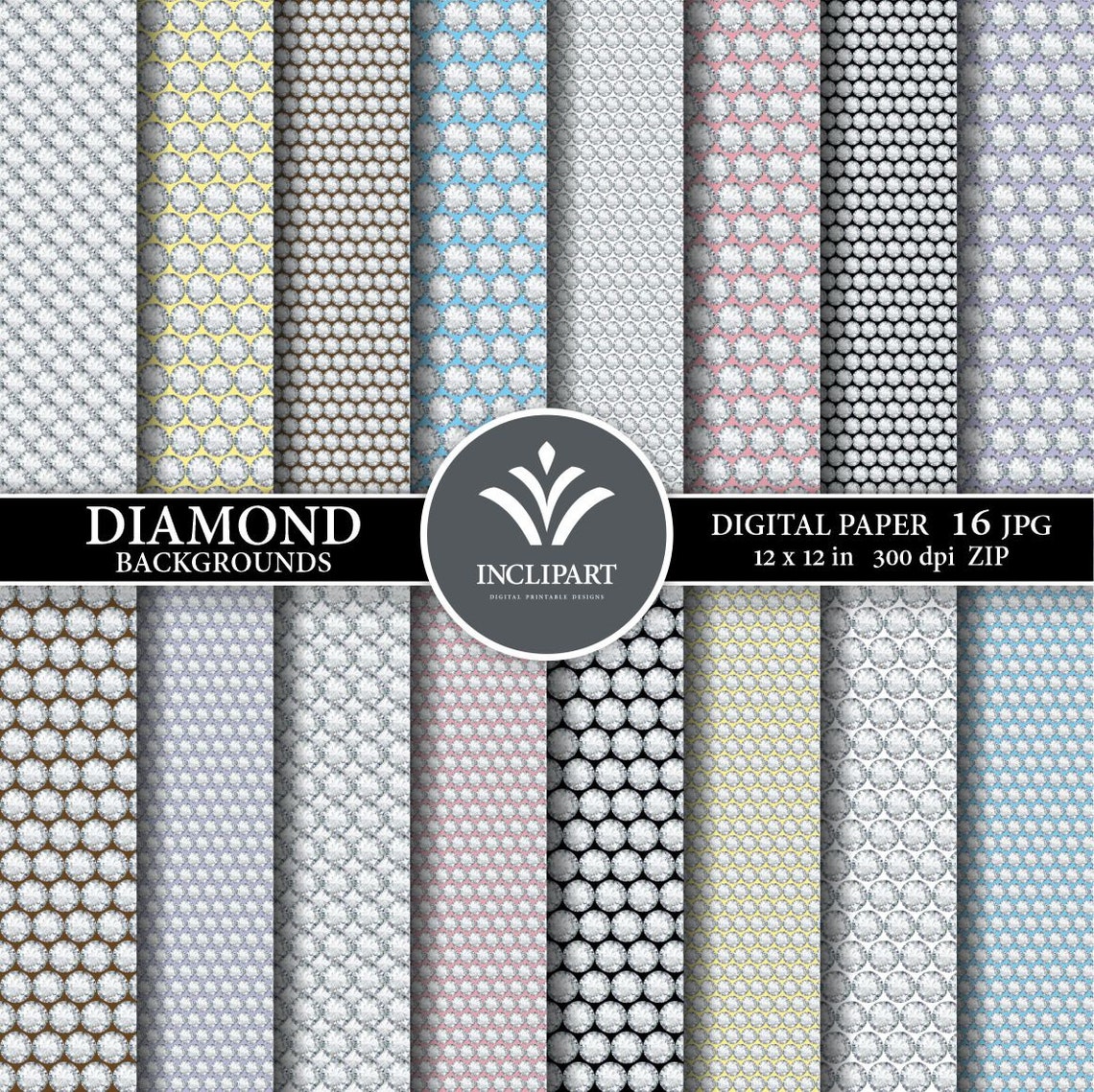 Diamond Digital Paper Backgrounds Clipart JPG File Format. - Etsy