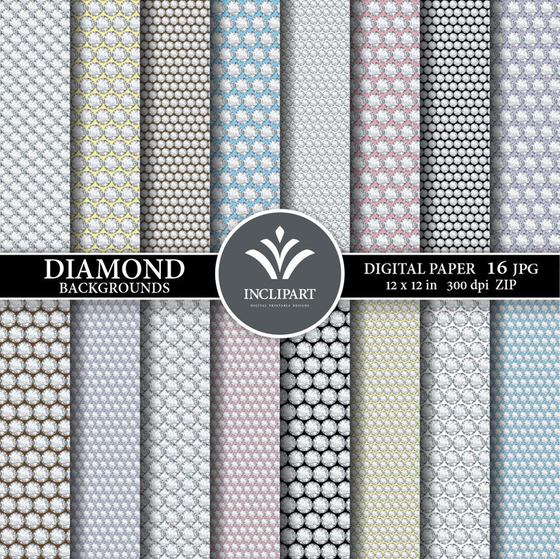 Diamond Digital Paper Backgrounds Clipart JPG File Format. - Etsy