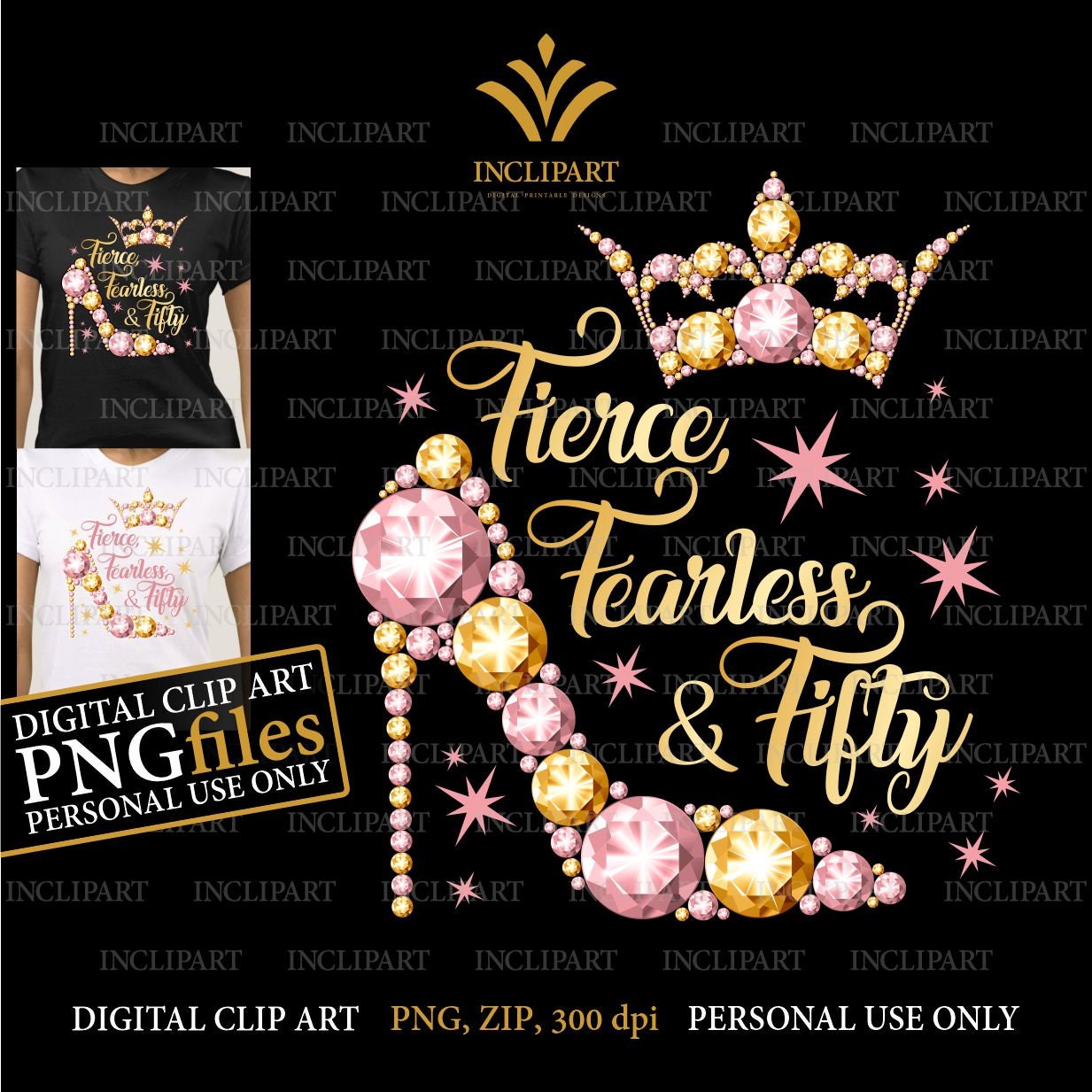 50th Birthday Digital Clipart PNG Format. Fierce Fearless & - Etsy UK