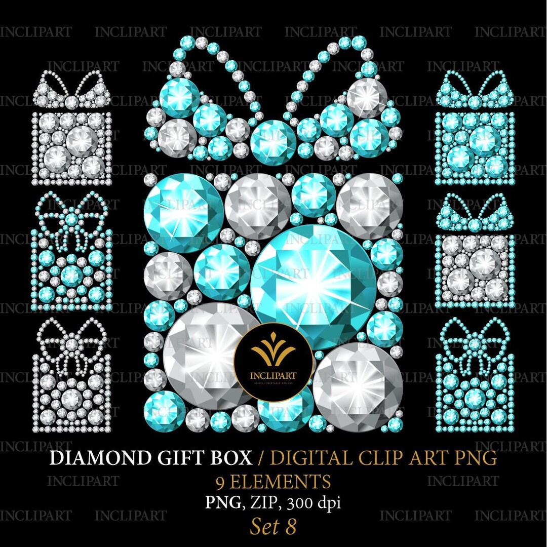 Diamond Gift Box Digital Clipart PNG Format. Turquoise & - Etsy